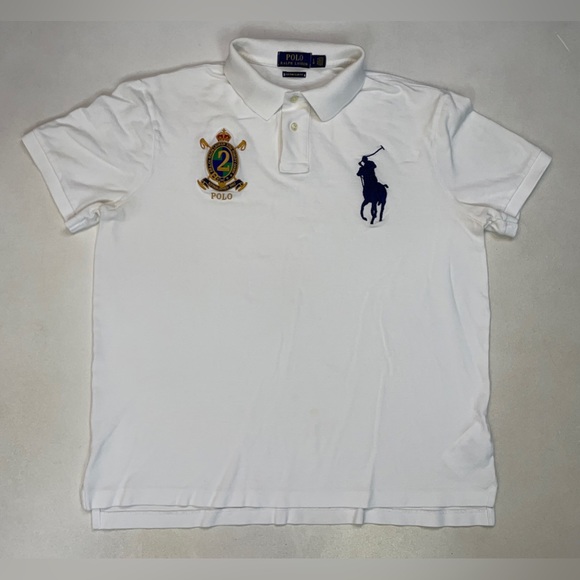 Polo Ralph Lauren | Shirts | Polo Ralph Lauren Rugby Polo Shirt Men Slim Fit Large White Big ...